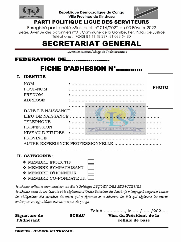 Fiche D'adhesion | PDF