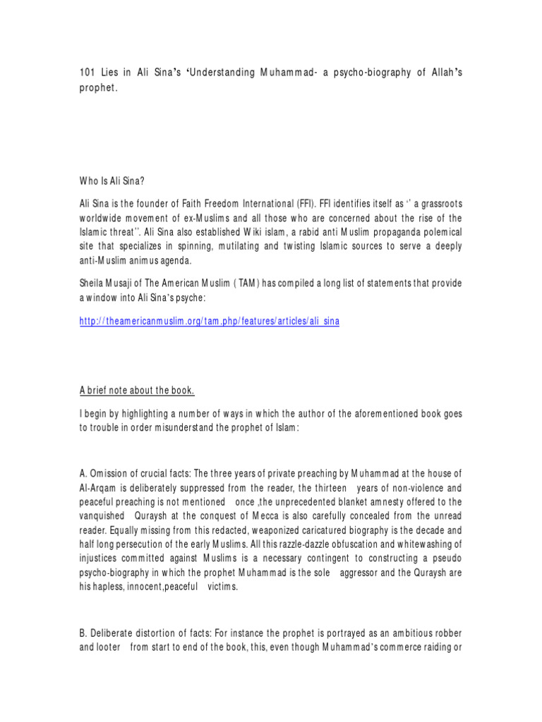 Reply To Ali Sina Book Understanding Muhammad | PDF | Muhammad | Hadith