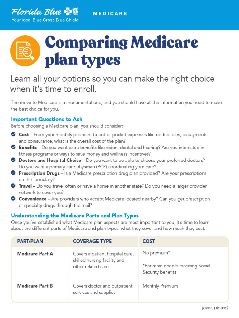 Medicare Education FBM Comparing Medicare Plan Types 109366 Eng | PDF ...