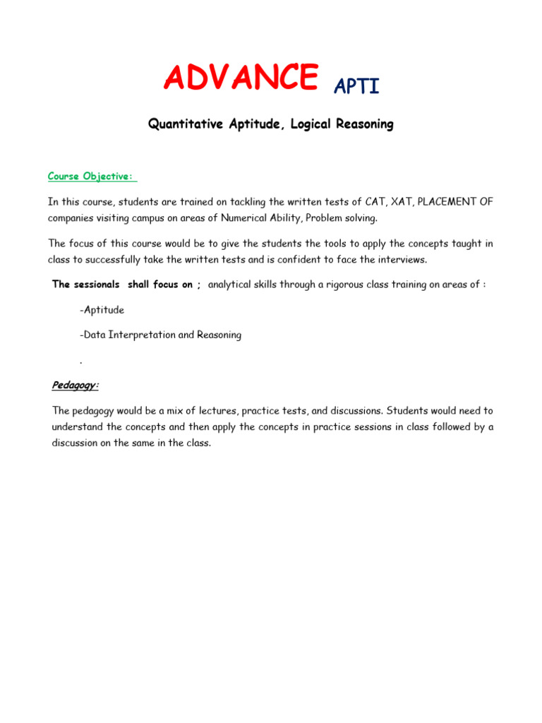 Advanced Apti Structure | PDF | Methodology | Mathematics