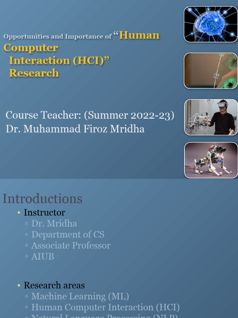 Lec 01 HCI-Introduction | PDF | Human–Computer Interaction | Graphical User Interfaces