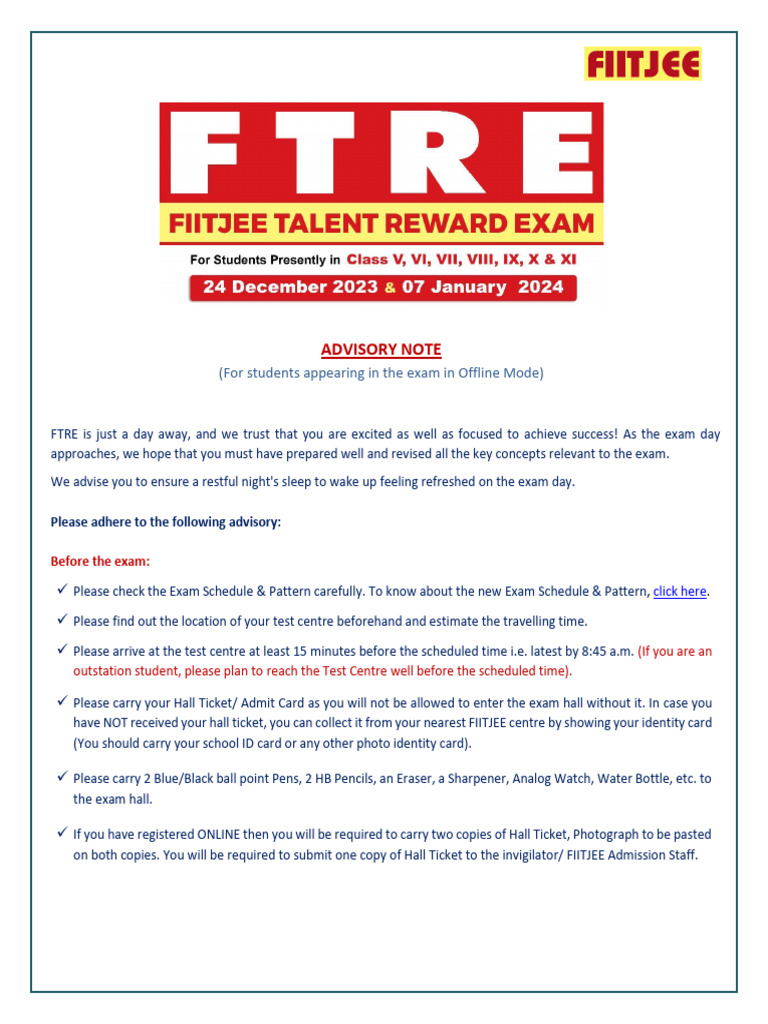 FTRE 24th Dec 2023 7th Jan 24 Advisory Note | PDF | Computing