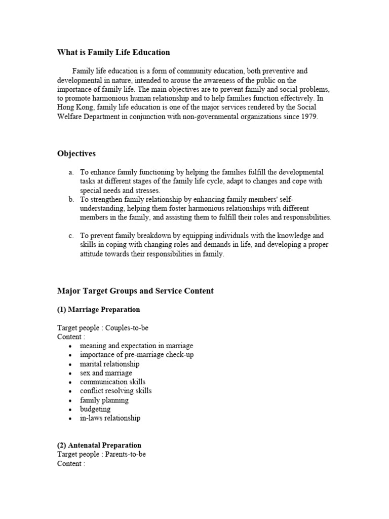 Understanding Family Life Education | PDF