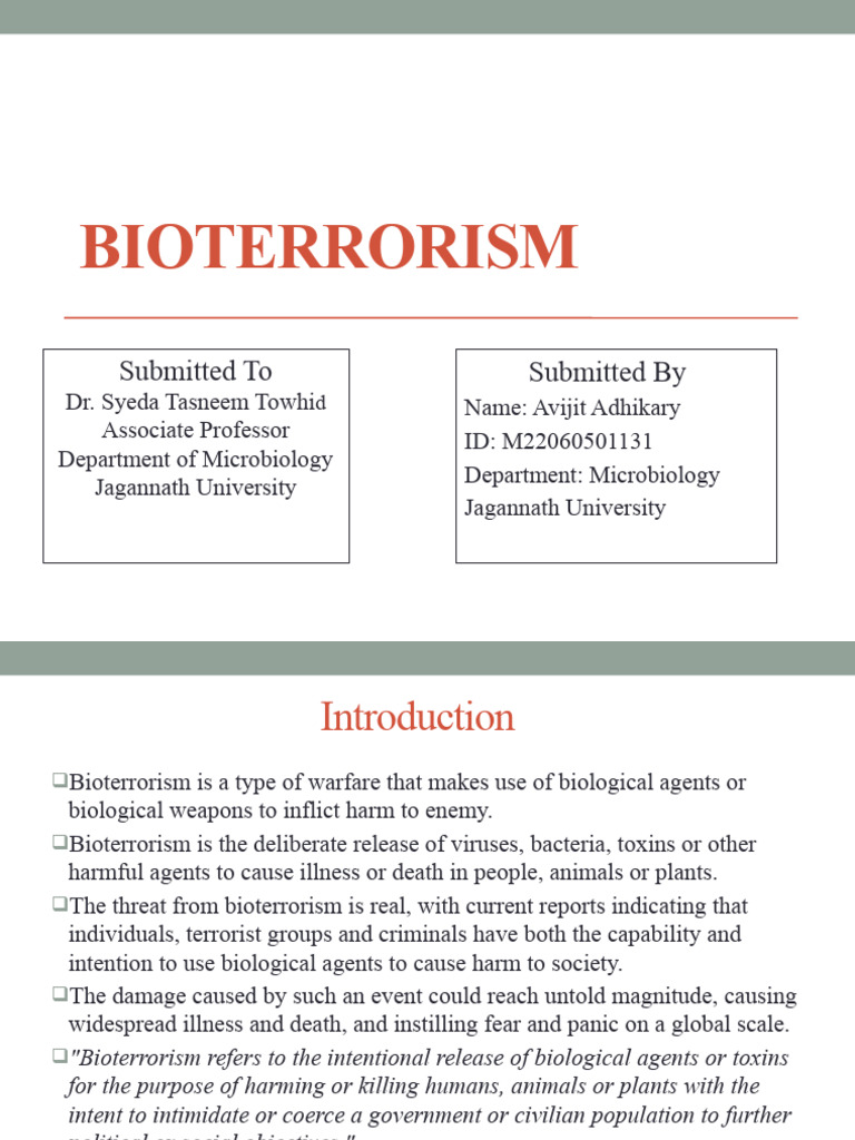 Bioterrorism | PDF | Biological Warfare | Bioterrorism