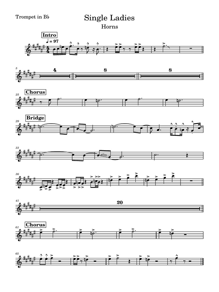Single Ladies - Horns (Funk Horn Section) - Trompet - in - BB | PDF