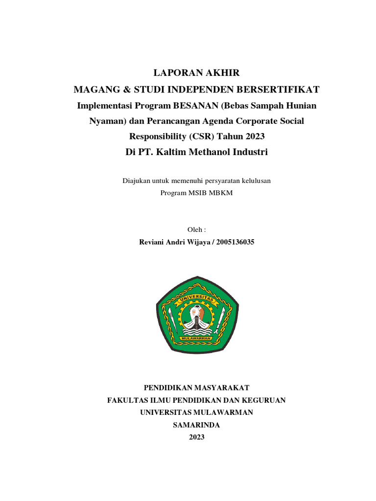 Laporan Akhir - Magang - Reviani Andri Wijaya - 2005136035 - Implementasi Program BESANAN ...