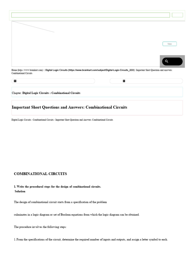 3.important Short Questions and Answers - Combinational Circuits | PDF ...