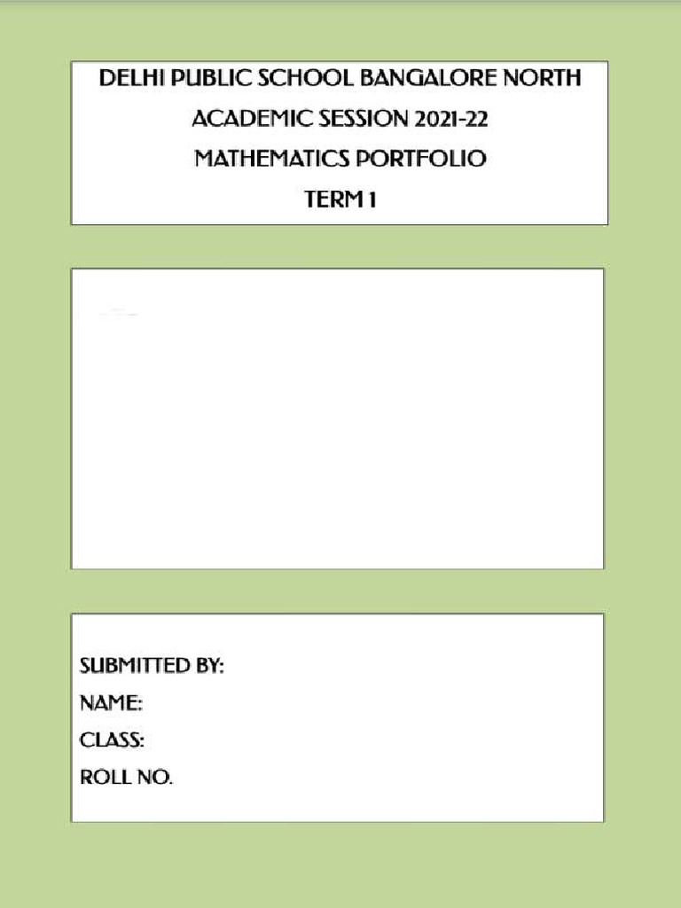 Math Portfolio Cover | PDF