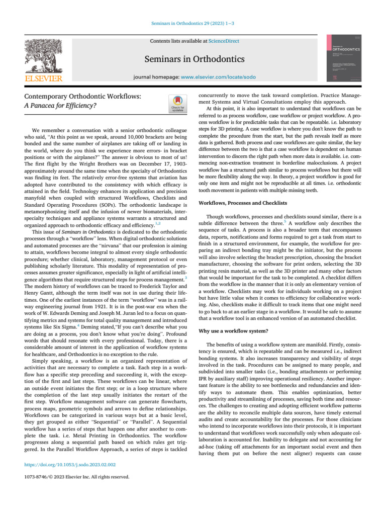 Contemporary Orthodontic Workflows em A Panacea | PDF | Technology ...