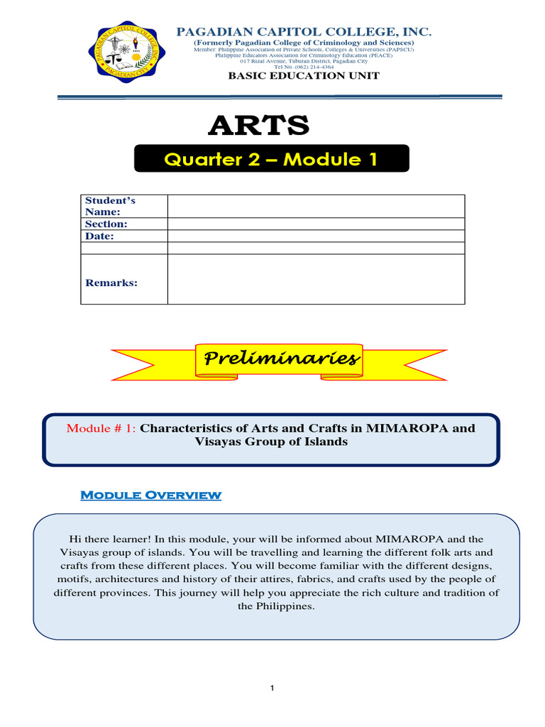 G 7 ARTS Module 2nd Quarter | PDF | Textiles | Basket Weaving