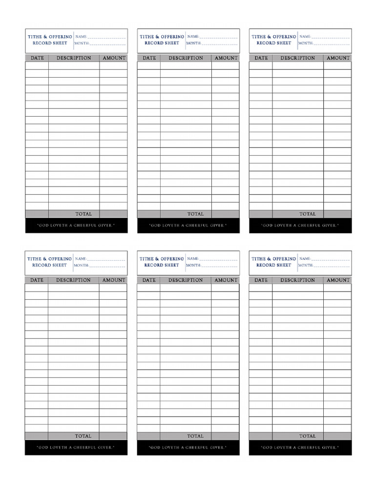 Tithe and Offering Sheet | PDF
