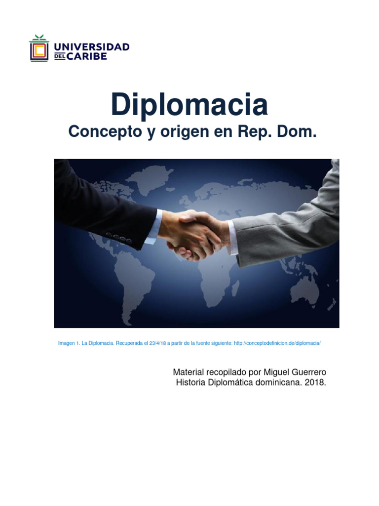 Recurso 1. Texto. Diplomacia. Concepto y origen en Rep. Dom. | PDF ...