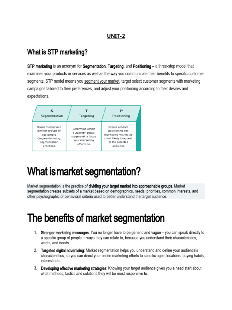 Unit 2 | PDF | Market Segmentation | Marketing