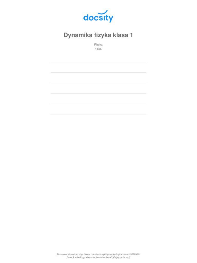 Docsity Dynamika Fizyka Klasa 1 | PDF