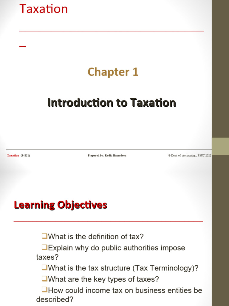 Introduction to Taxation Concepts | PDF | Taxes | Income Tax