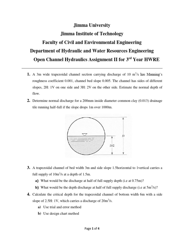 Trapezoidal Channel Flow Calculations | PDF | Spillway | Civil Engineering