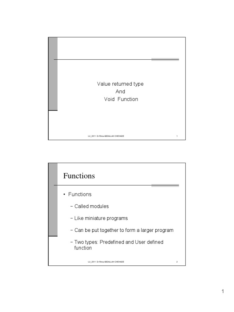 Void - Returned Type Function | PDF | Parameter (Computer Programming) | Subroutine