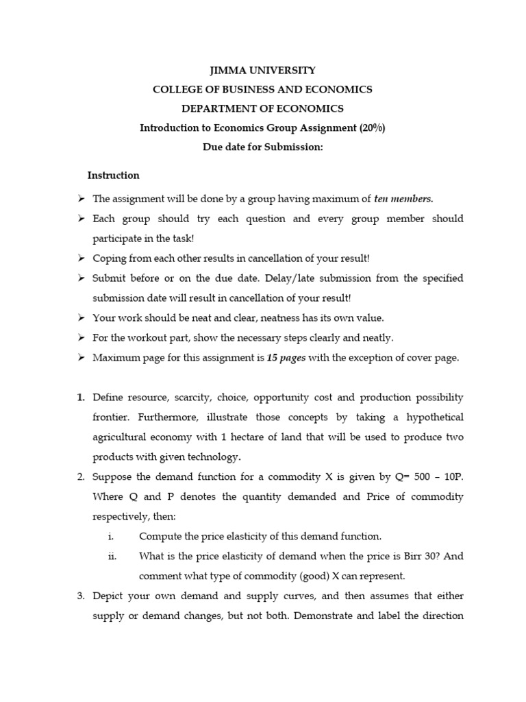 Introduction To Economics Assignment For Civil Engeering Students | PDF