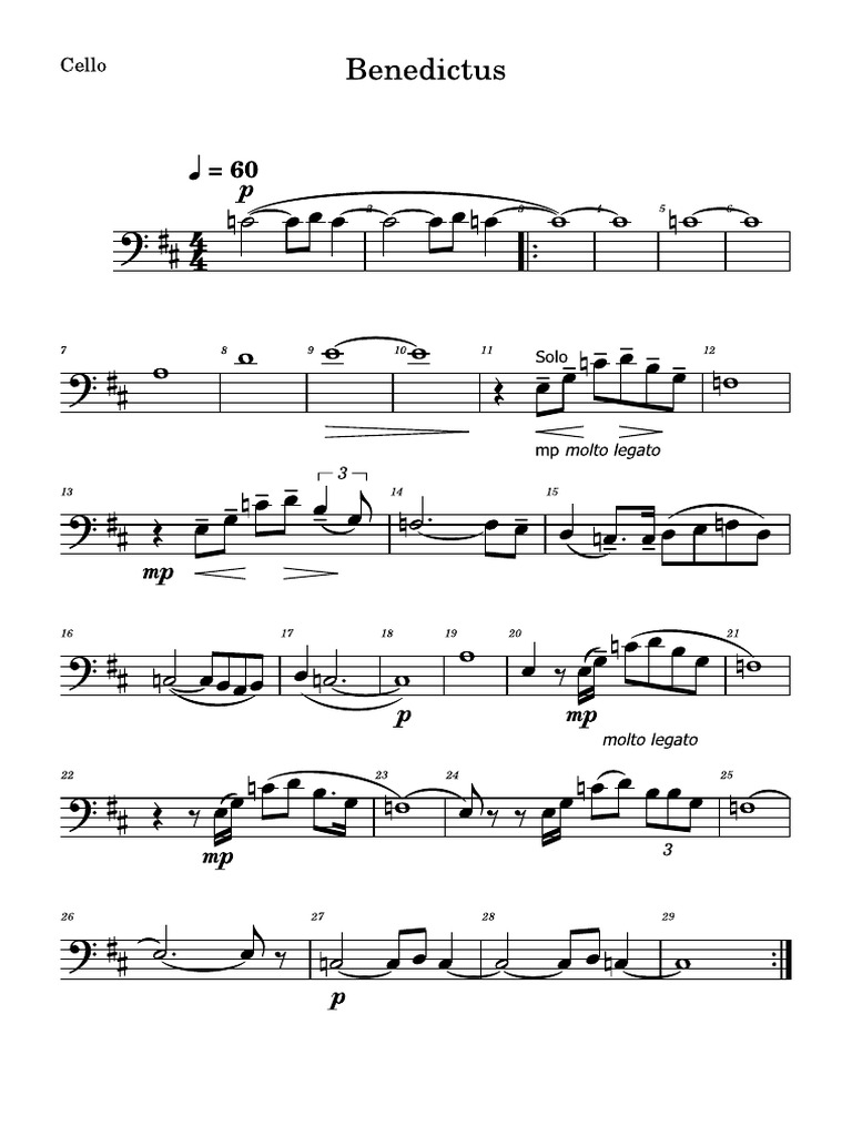 Benedictus - Cello | PDF