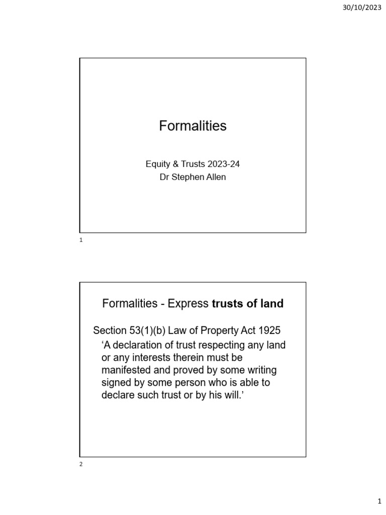 Formalities - 2023-24 | PDF | Civil Law (Common Law) | Common Law