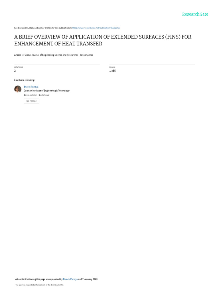 A Brief Overview of Application of Extended Surfaces (Fins) For ...