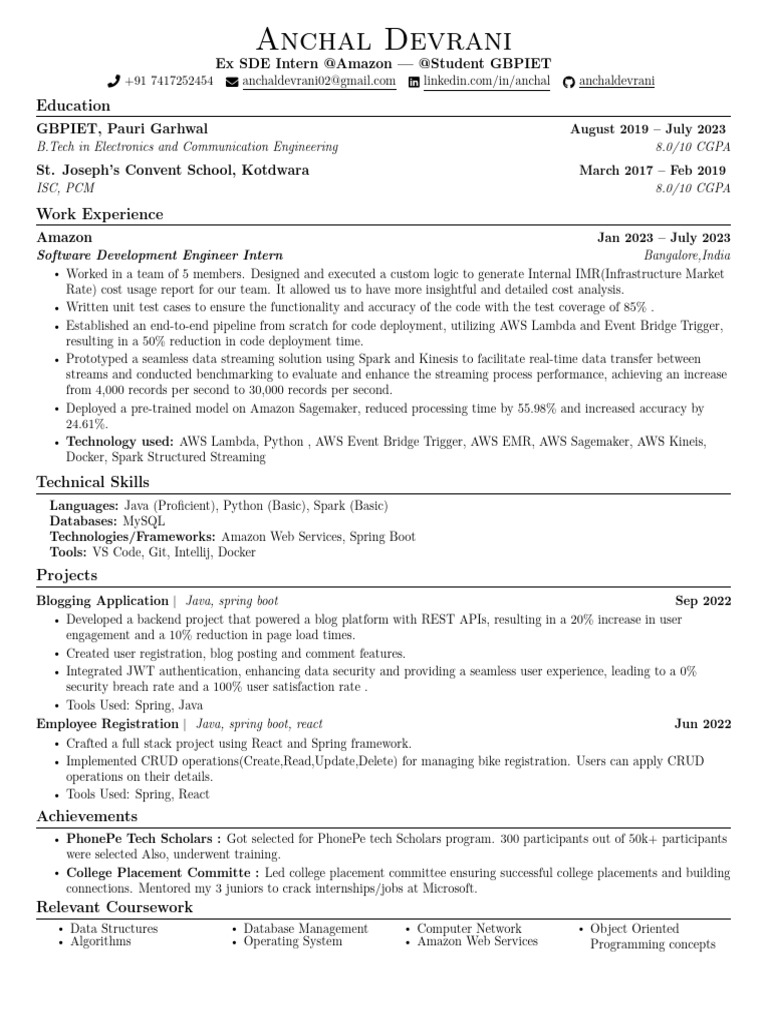 Anchal Devrani'23 | PDF | Apache Spark | Amazon Web Services