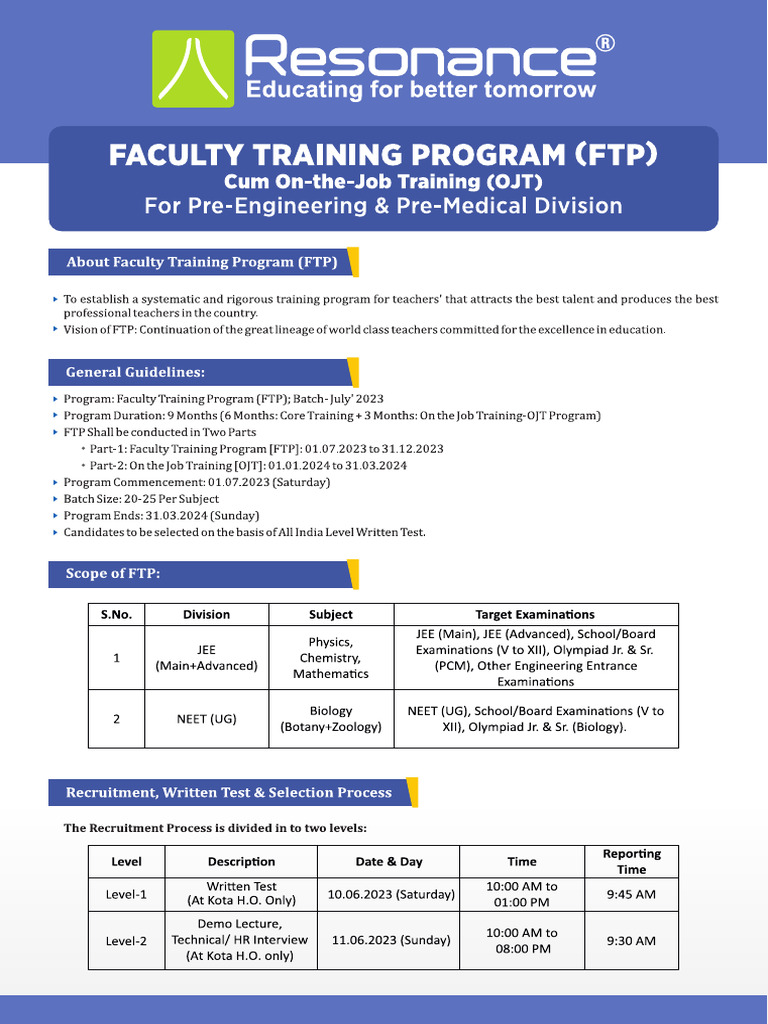 FTP OJT 2023 Job Description | PDF