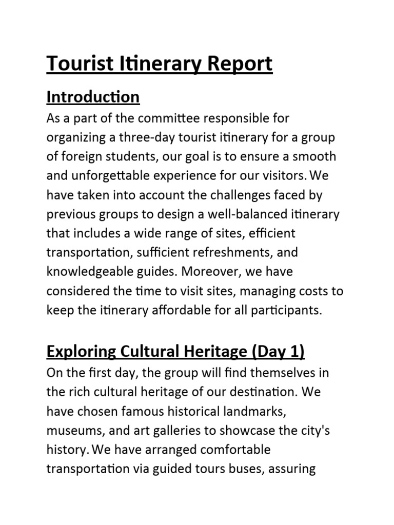 Tourist Itinerary Report | PDF