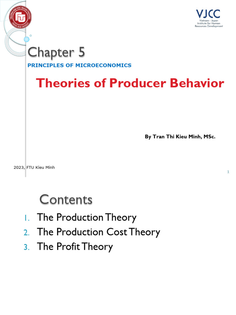 Chapter 5 - Producer's Choice. Handout - Principles of Microeconomics ...