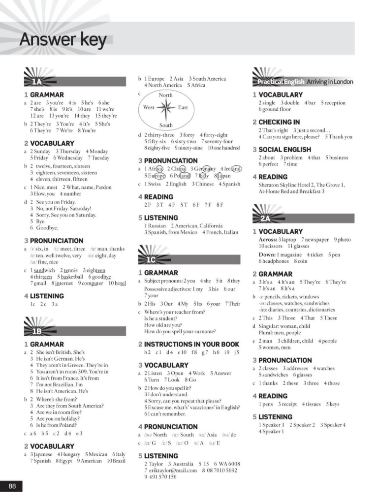 English File 3rd Edition Elementary. Workbook Answer | PDF