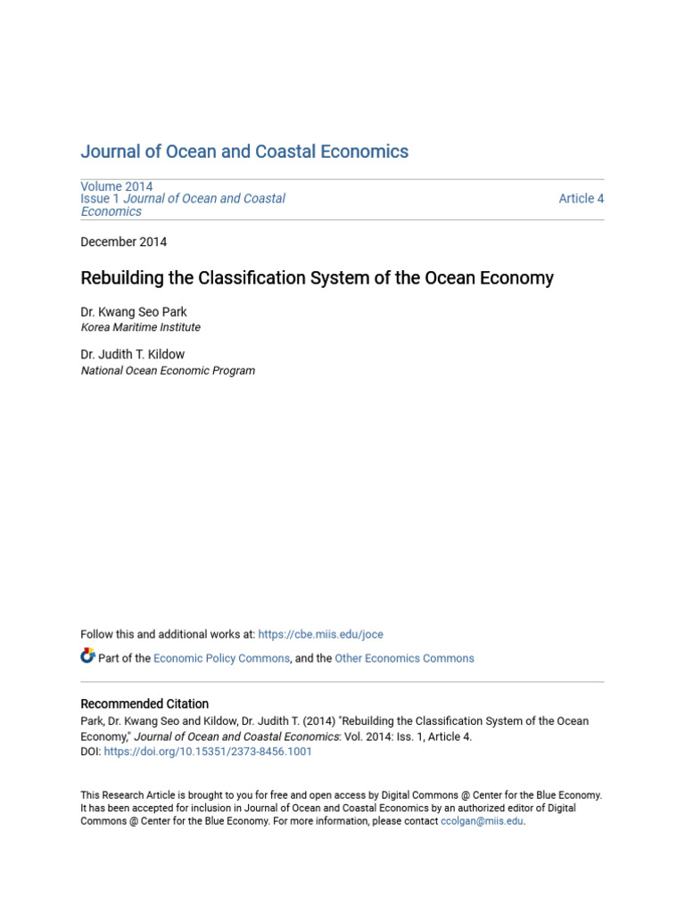 Rebuilding The Classification System of The Ocean Economy | PDF ...