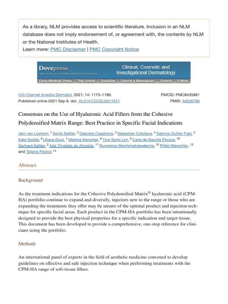 Consensus On The Use of Hyaluronic Acid Fillers From The Cohesive ...