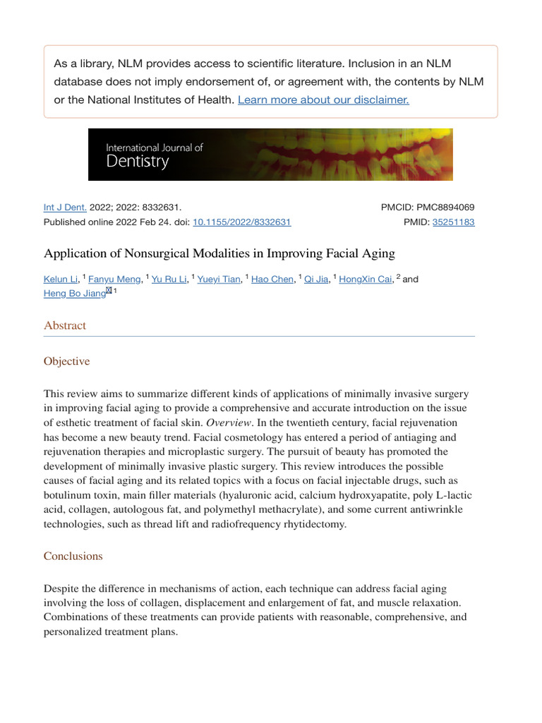 Application of Nonsurgical Modalities in Improving Facial Aging - PMC | PDF