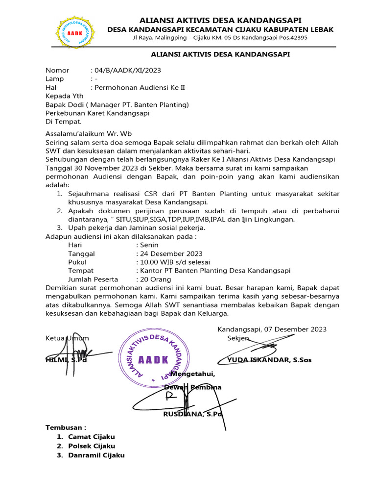 Surat Audiensi | PDF