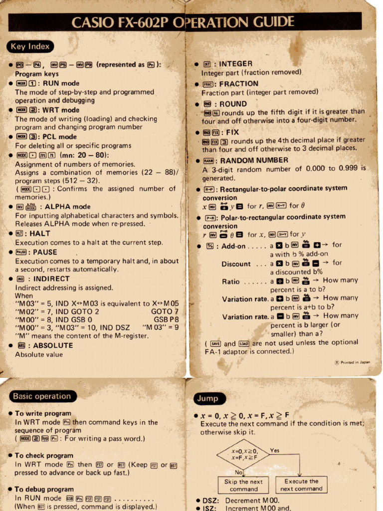 FX 602P QuickSheet | PDF