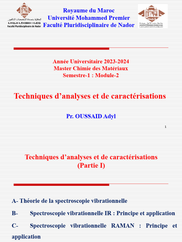Techniques D'analyses Et de Caractérisations | PDF | Spectroscopie ...