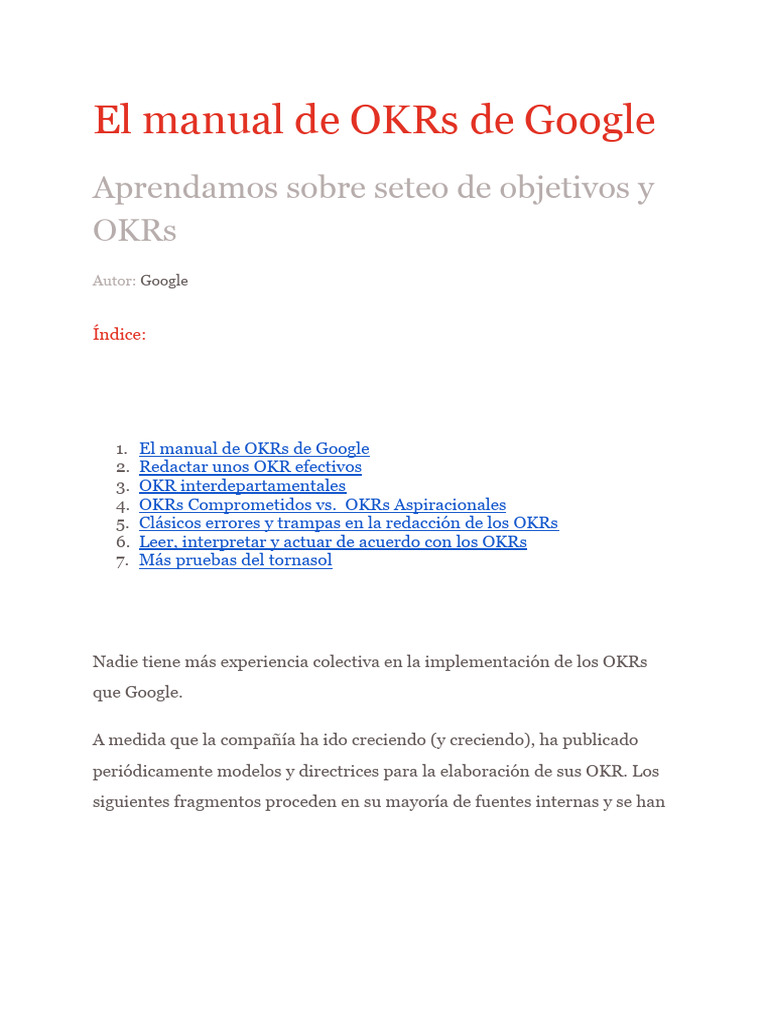 Manual de OKRs de Google | PDF