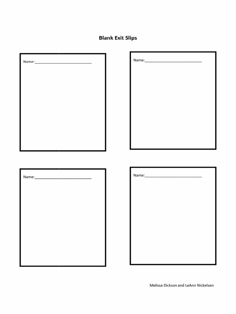 Exit Slip Template - 3 | PDF