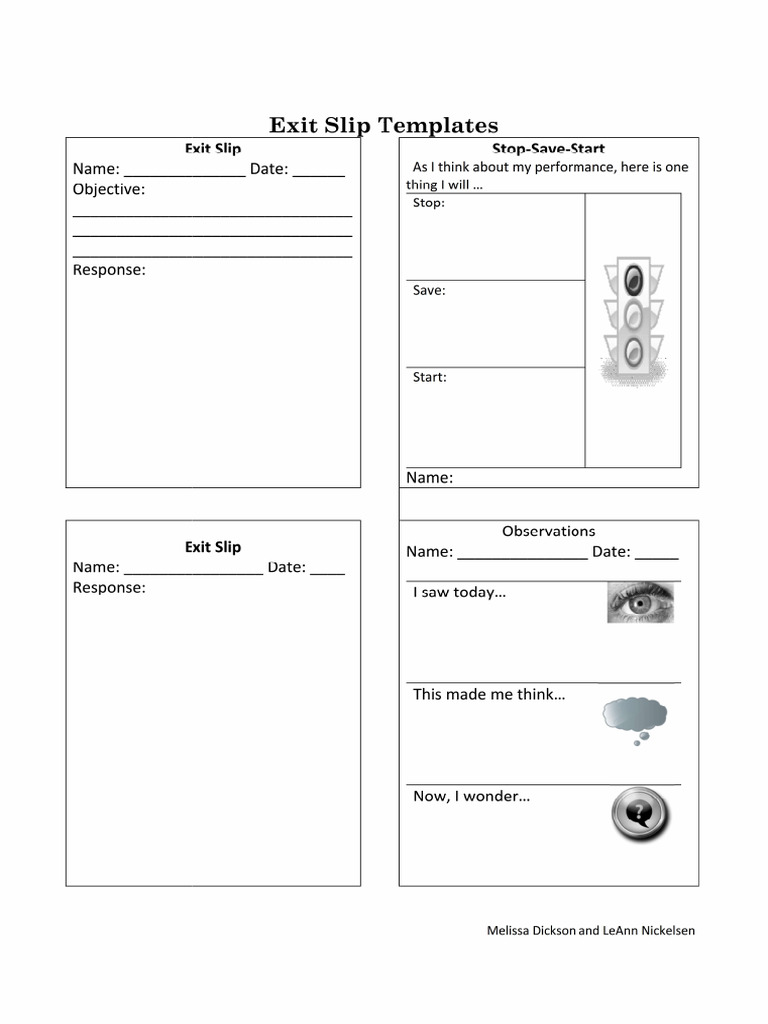 Exit Slip Template - 1 | PDF