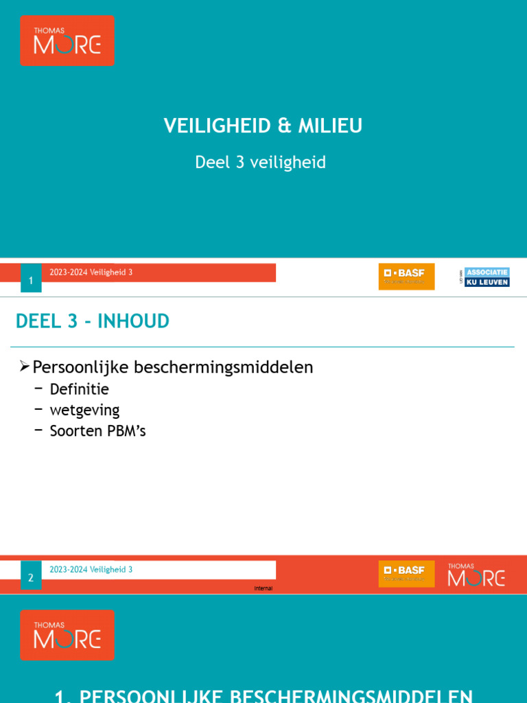 Veiligheid & Milieu - 2023-2024 - Deel 3 Veiligheid | PDF