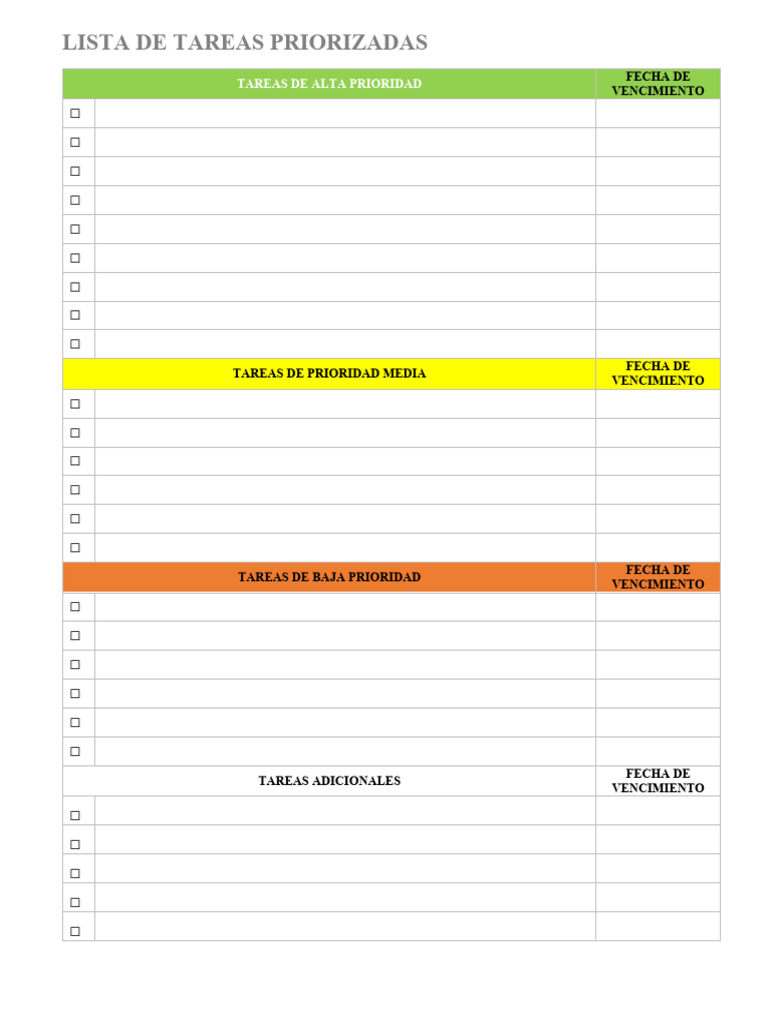 Plantilla de Prioridades | PDF