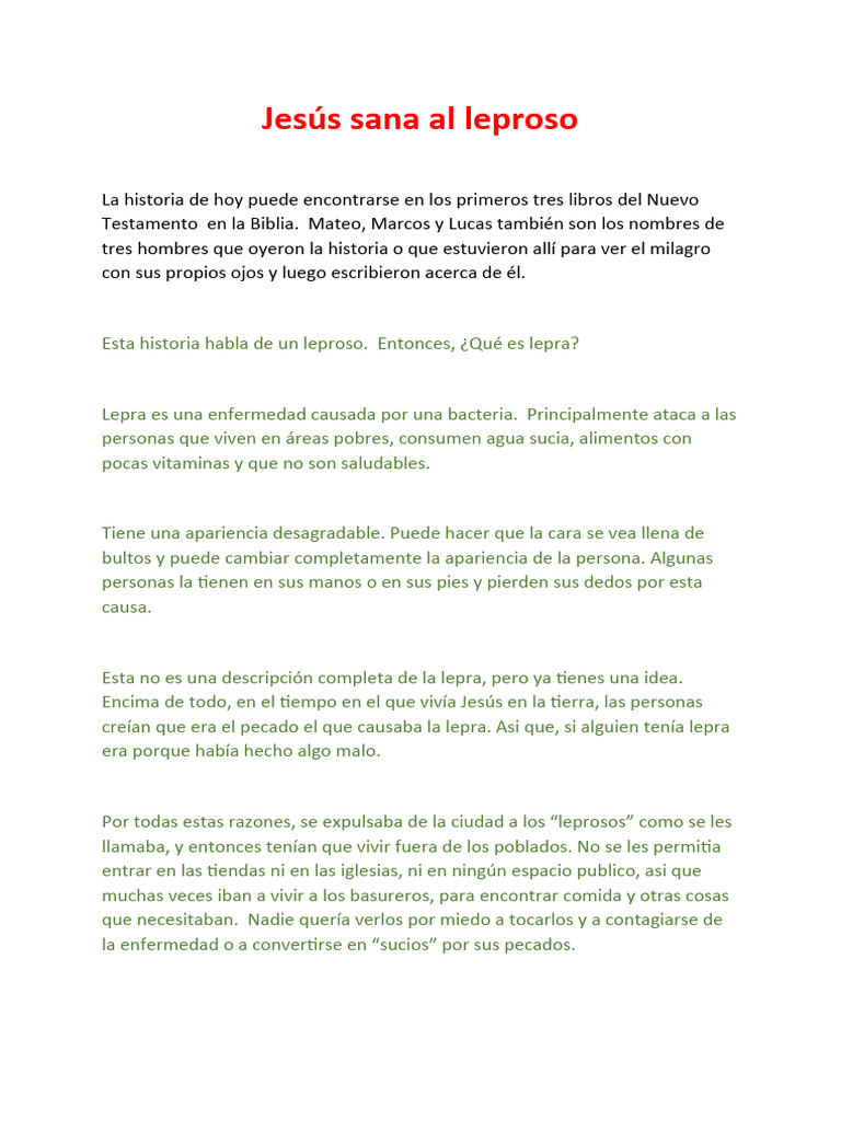 Jesús Sana Al Leproso | PDF | Lepra | Jesús