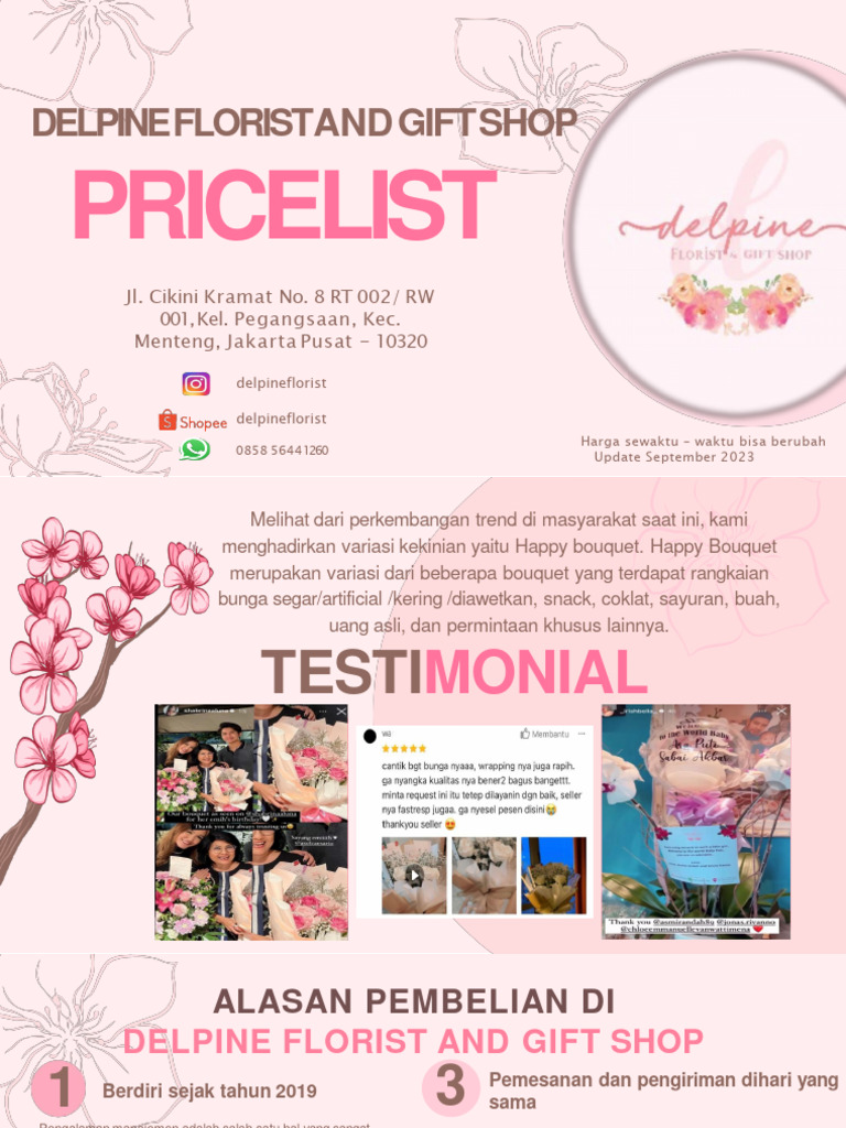 Pricelist Delpine Florist Update September 2023 | PDF