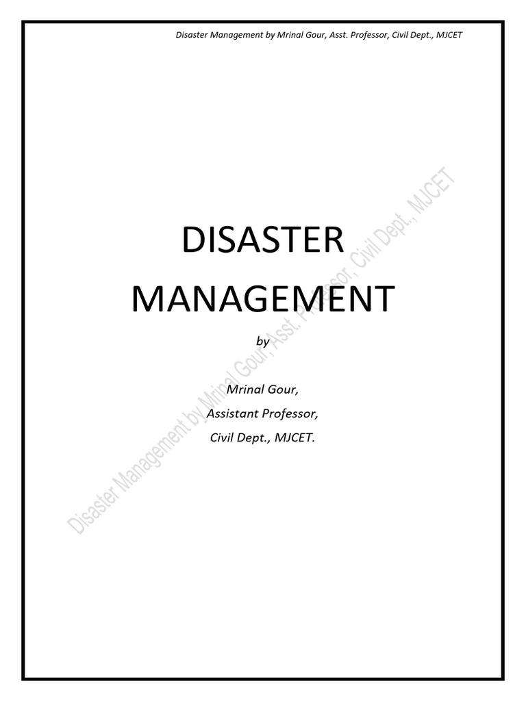 OU DISASTER MITIGATION & MANAGEMENT - Unit 1-5 | PDF OU DISASTER MITIGATION & MANAGEMENT - Unit 1-5 | PDF
