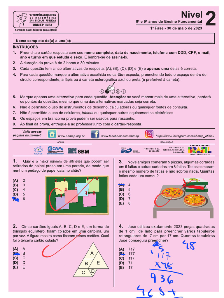 Obmep Nível 2 2023 | PDF