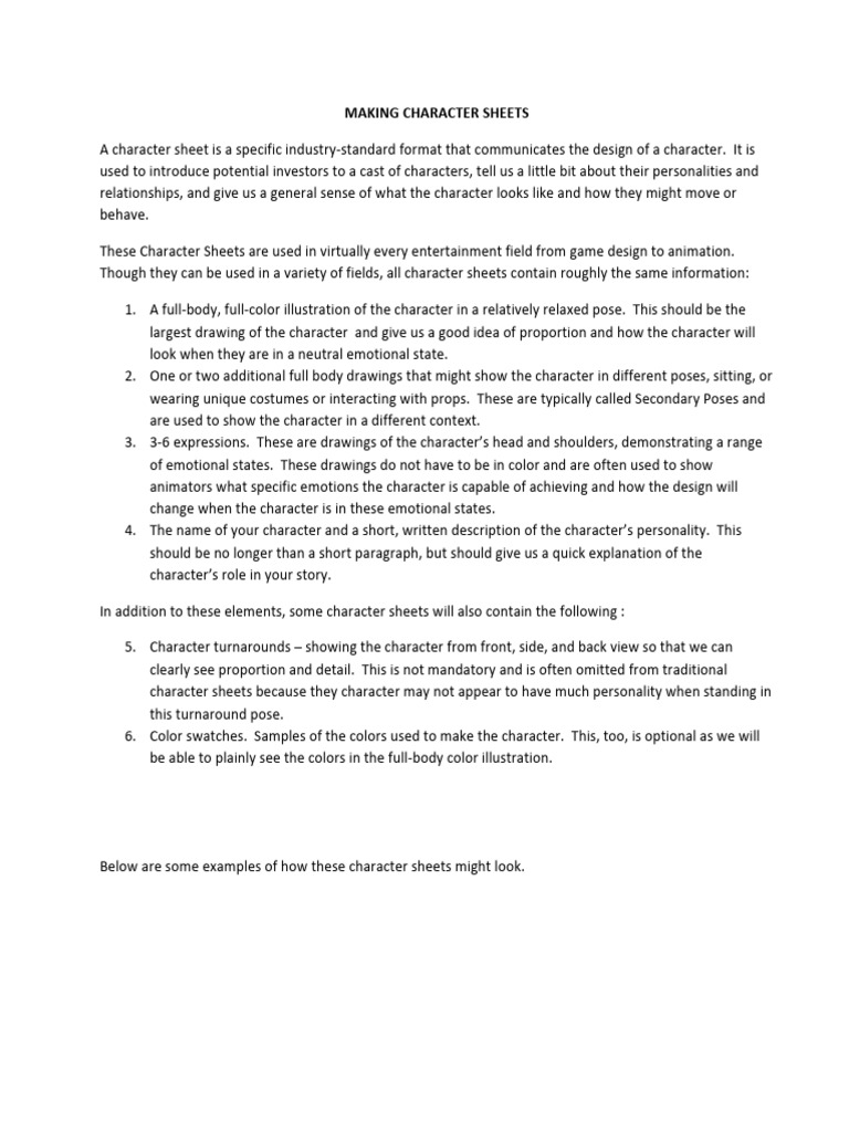 Animation Design Challenge Character Sheets - 231118 - 131336 | PDF