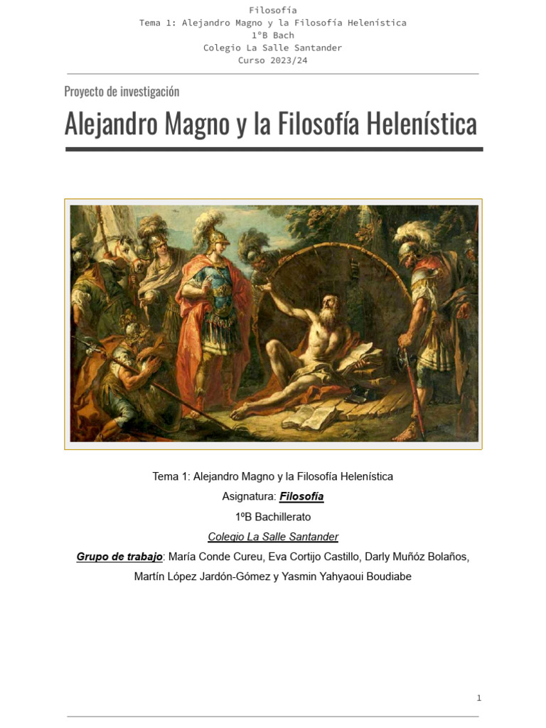 Alejandro Magno y la Filosofía Helenística | PDF | Periodo helenístico | Alejandro el Grande