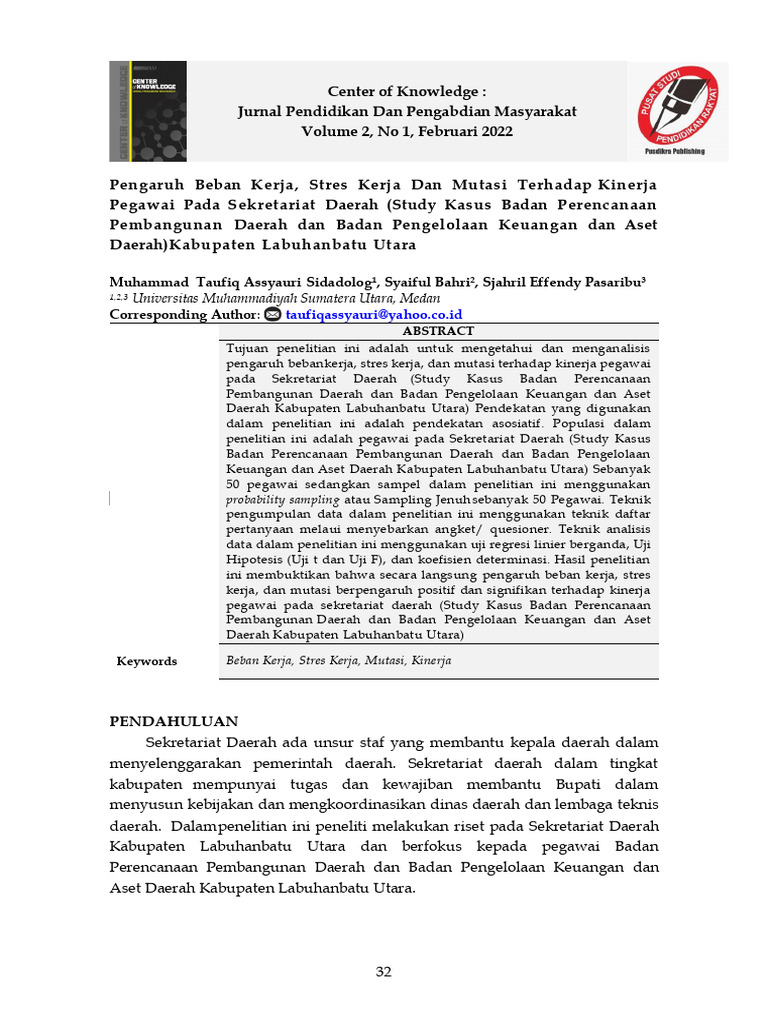 Pengaruh Beban Kerja dan Stres pada Kinerja Pegawai | PDF | Karier & Perkembangan