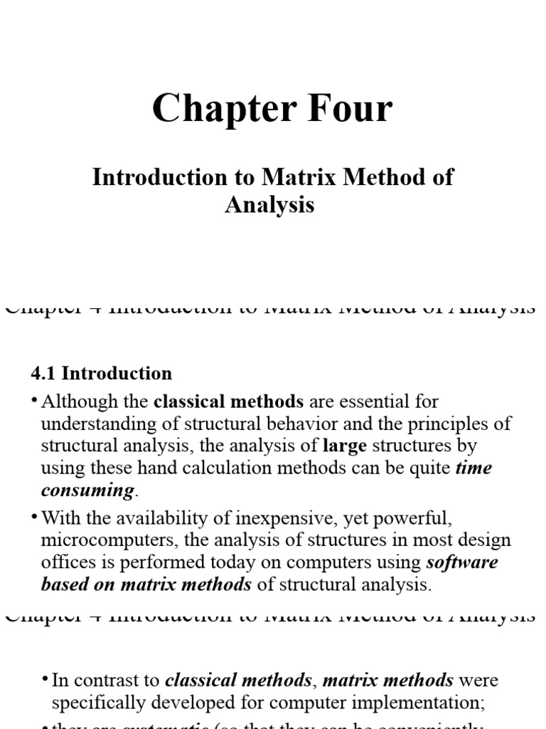 Chapter Four - Introduction To Matrix Method of Analysis | Download ...