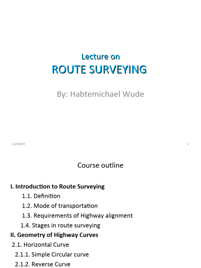 Chapter II - Route Surveying Lec | PDF | Road | Reconnaissance